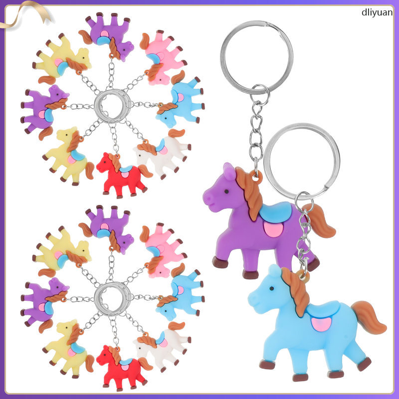 24pcs Assorted Kulay na Nakakatuwang Hayop Kabayo Keychain para sa Mga ...