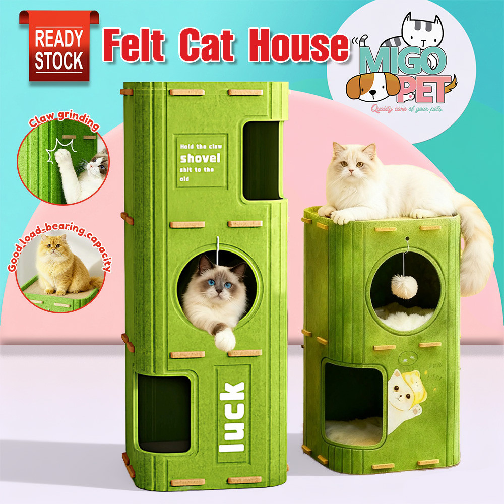4-Tier Cat House with Cushion Felt Cat Bed Cave Tunnel Hideaway Large ...