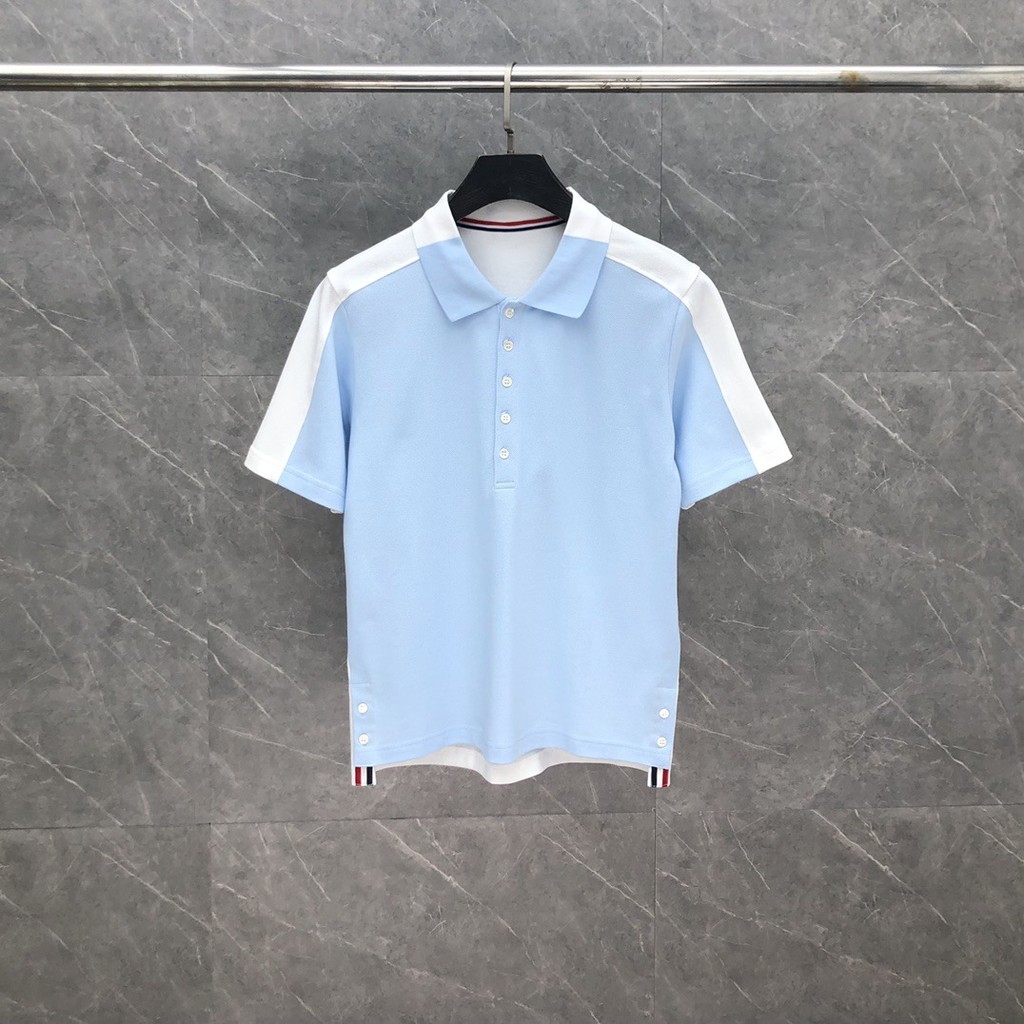 Thom Browne Summer New Style Front and Back Color Block Red Ground Turn ...