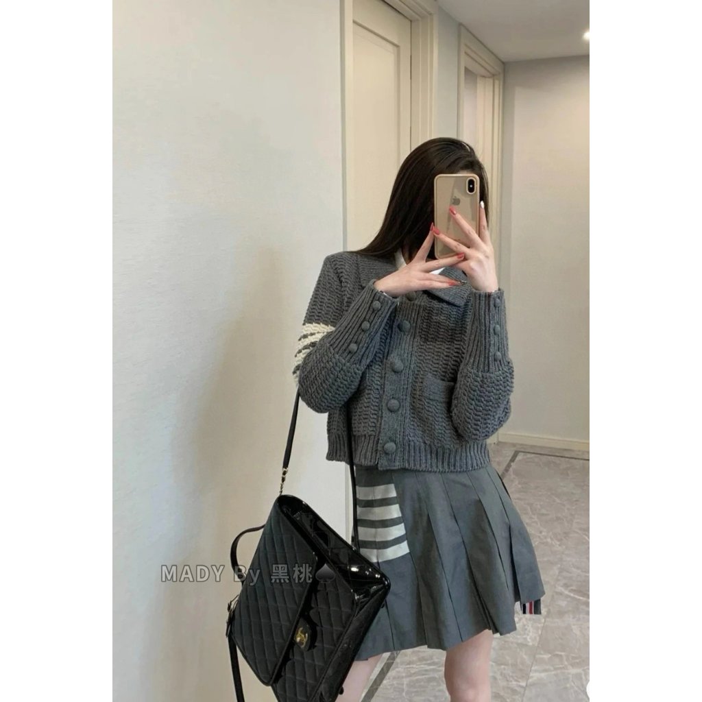 [Gold Medal Seller]THOM BROWNE Tom·Brown Solid Color Striped Single ...