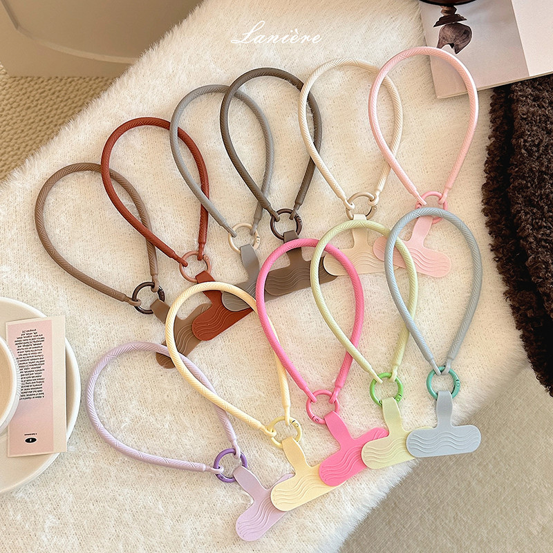 Short Lanyard Candy Silicone Wrist Strap with Anti-lost Card For iPhone ...