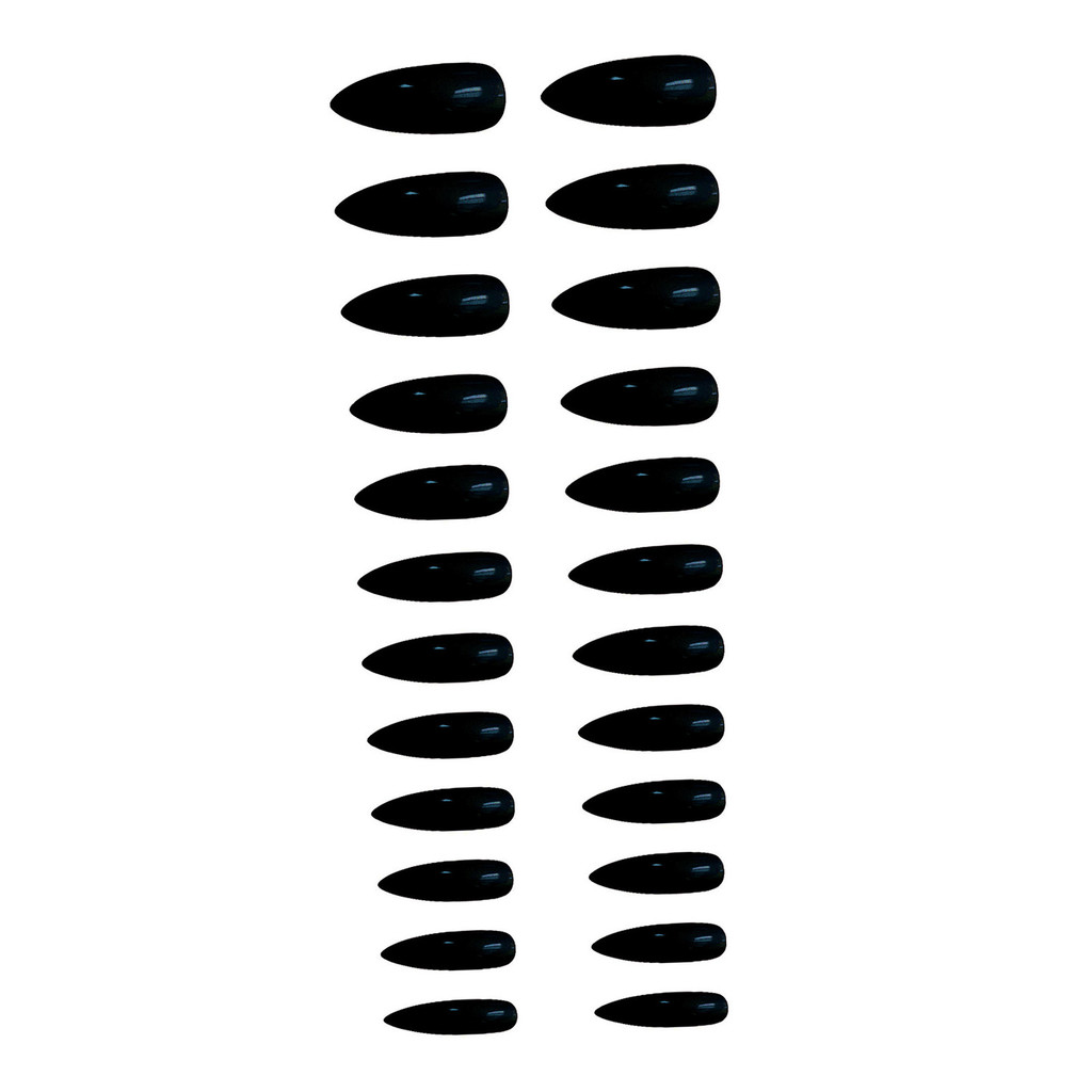 Black Pointed Head Long False Manicure Chip-Proof Smudge-Proof Fake ...