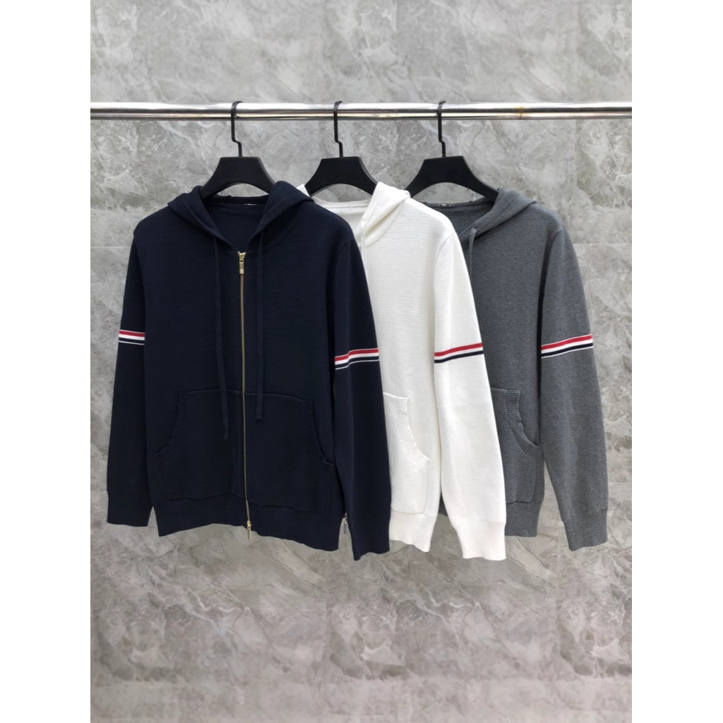 Thom Browne Autumn Winter New Style Red White Blue Cotton Yarn Hooded ...
