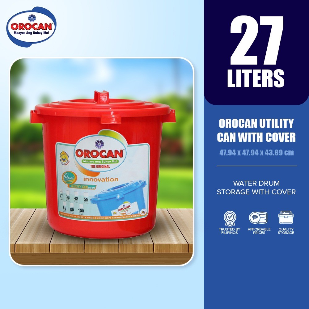 Orocan Utility Can With Cover 27L | Water Drum Storage with cover ...