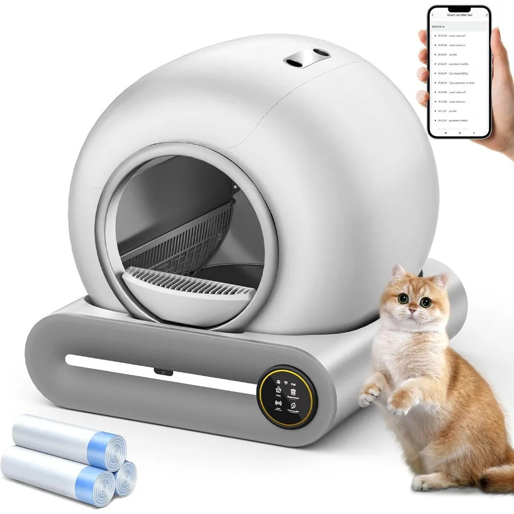 Self Cleaning Cat Litter Box, 65l+ 9 L Extra Large Robot Automatic ...