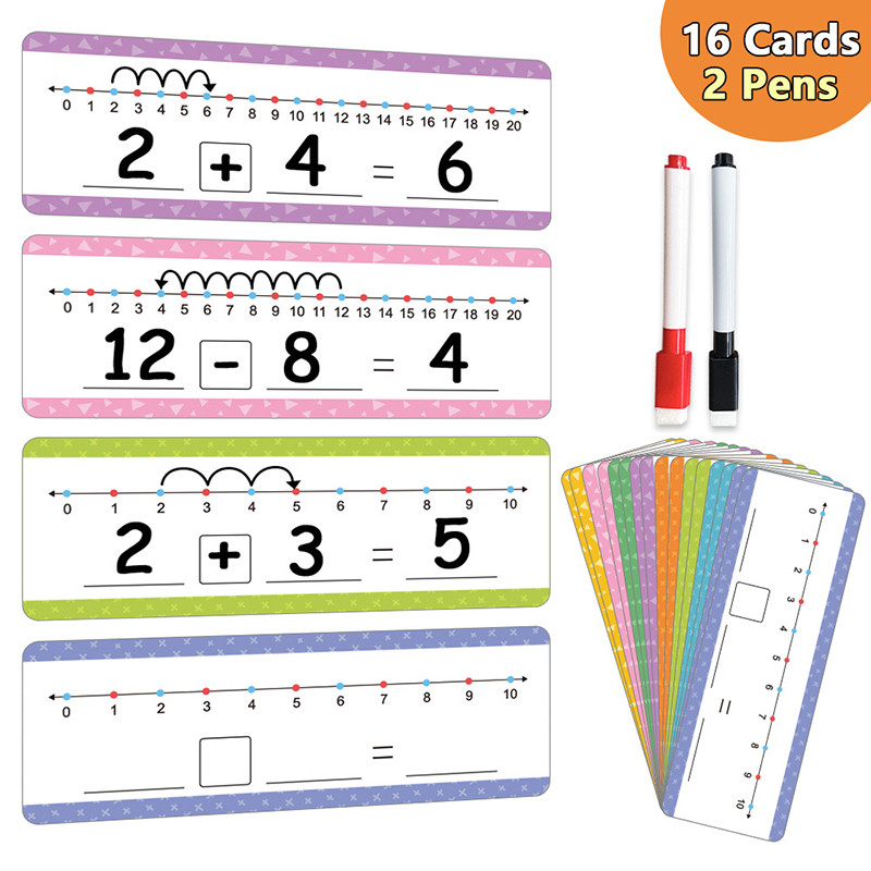 [HENGHOME] 16Pcs Educational Dry Erase Number Line Cards For Kids ...