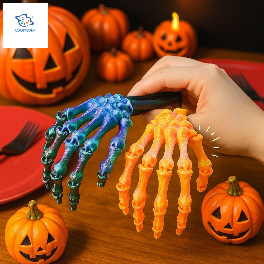ROOKIEDD4 Halloween Skeleton Hand, Flexible Spooky Movable Joint ...