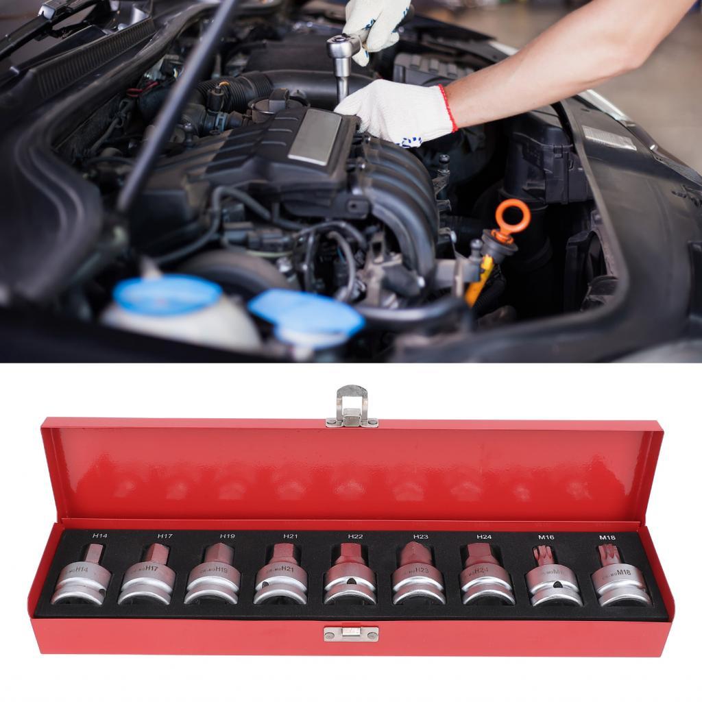 Spline Bit Socket Set 14mm To 24mm 9 Pcs 3/4 Inch Drive Impact Hex ...