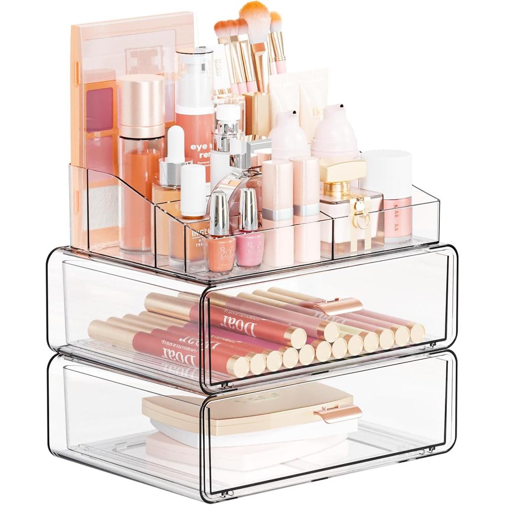 Yieach Clear Acrylic Makeup Organizers Countertop for Dresser,Desk ...
