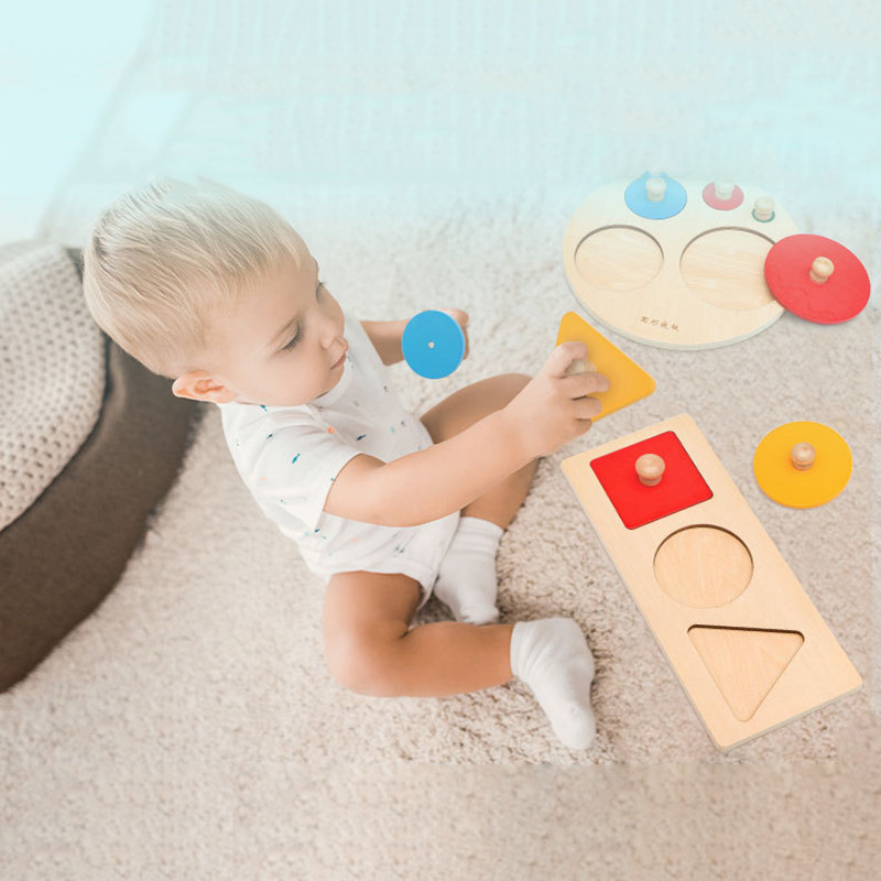 [HENGHOME] Montessori Puzzle Toys Wooden Geometric Shapes Sorting Math ...