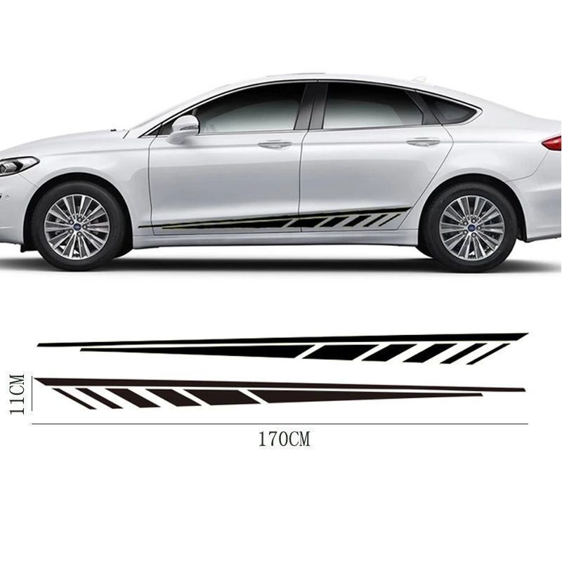 Racing Sport Car Side Skirt Stickers 11CM Universal Racing Stripes ...