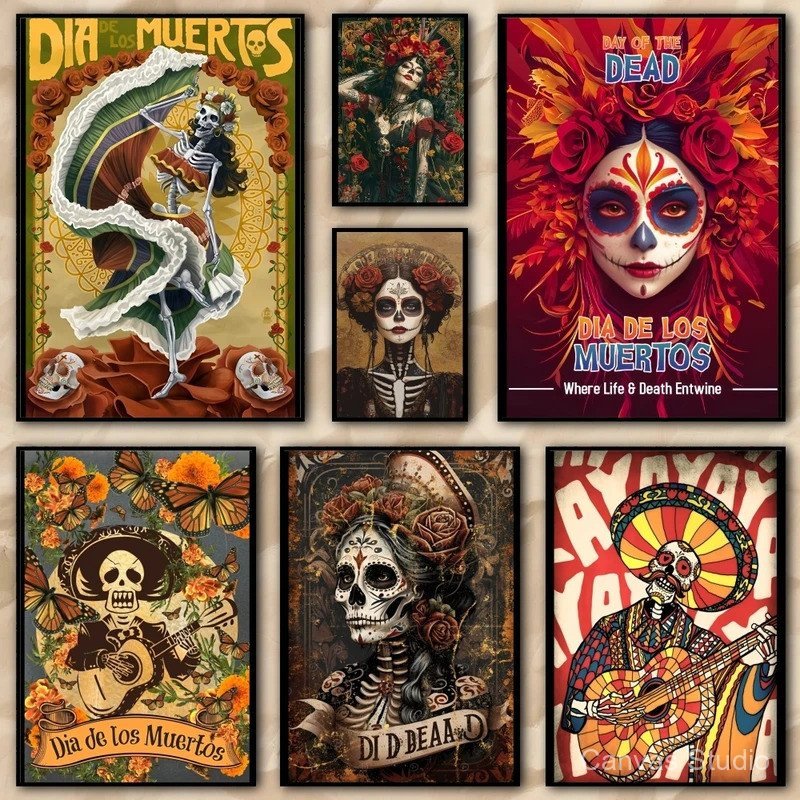 Day of the Dead Painting Calligraphy HD Print Free Mural Art Photos for ...