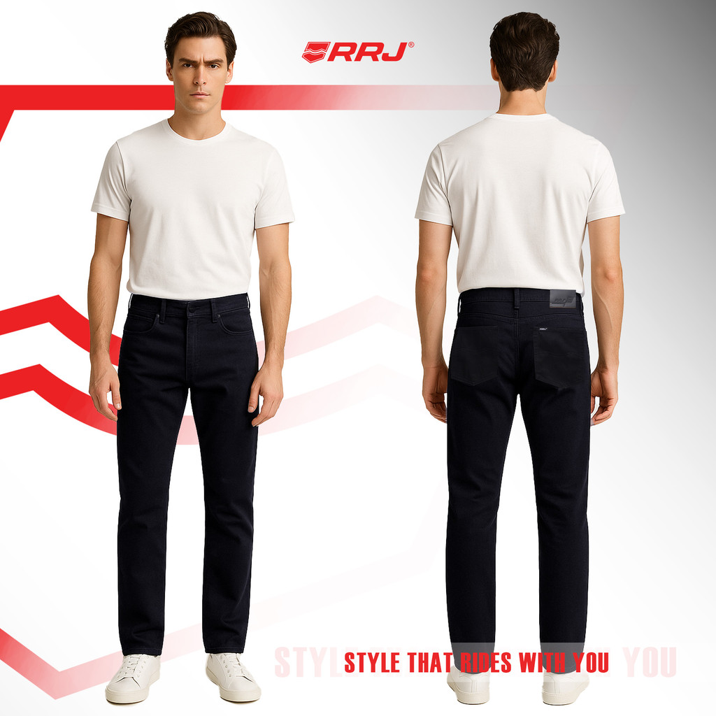 RRJ Men's Basic Denim Classic Pants Mid-Rise 192628-U (Black) | Shopee ...