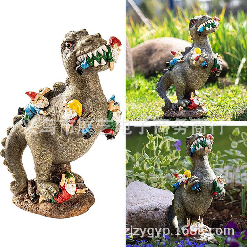 Jurassic Dinosaur Scratching Dwarf Resin Garden Ornaments Cat ...