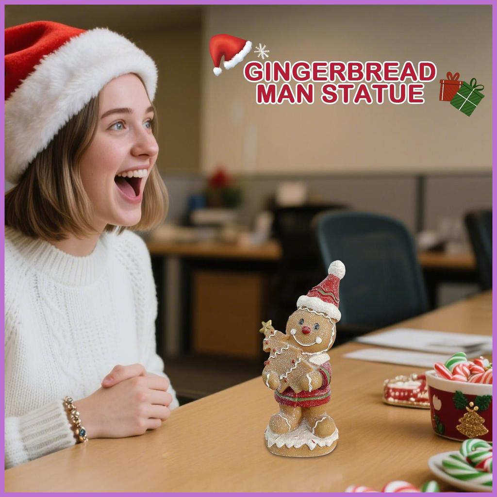 Gingerbread Man Statue Desktop Statue for Christmas Resin Gingerbread ...