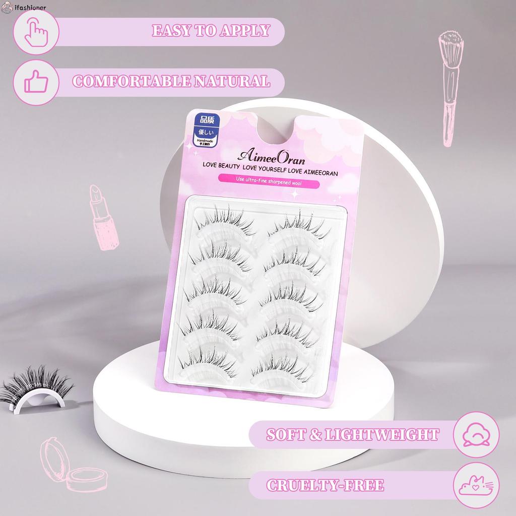 5 Pairs False Eyelashes Pack Lengthening Eyelashes Tail 3D Effect ...