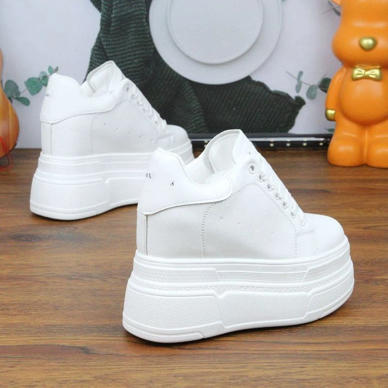 Thick-Soled Platform Women's Shoe - Stylish White With 1.5 cm Inner ...