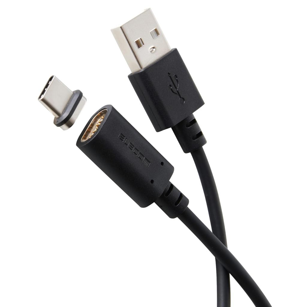 ELECOM USB Type-C Cable with Magnetic Detachable 1m USB-A to Type-C 15W ...