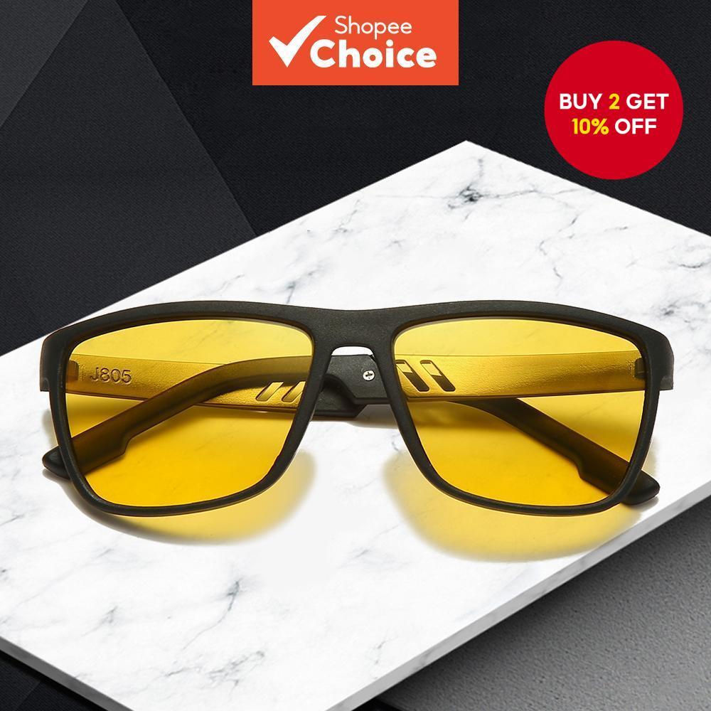 Night Vision Driving Glasses For Men UV400 Yellow Lens Square ...