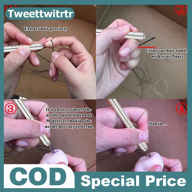 TRITR 0.6mm 0.8mm Rerooting Needle Doll Hair Repaint Dolls Head Reborn ...