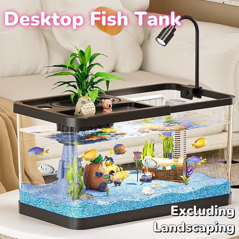 Desktop Aquarium Plastic Fish Tank Clear Compact Shrim Salamander ...