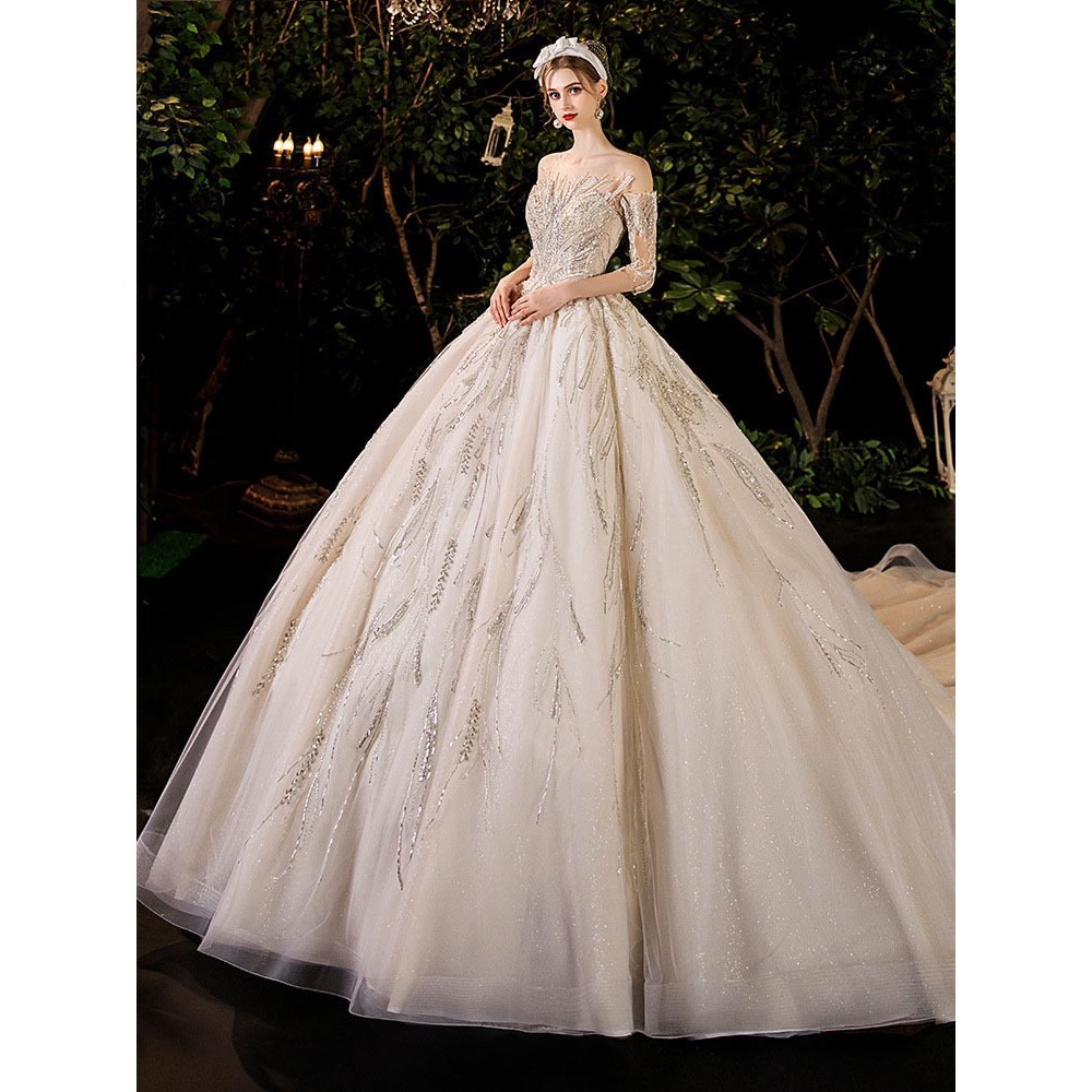 Long Sleeve Wedding Dress Forest Fantasy Fairy Tale Gown for Bride ...