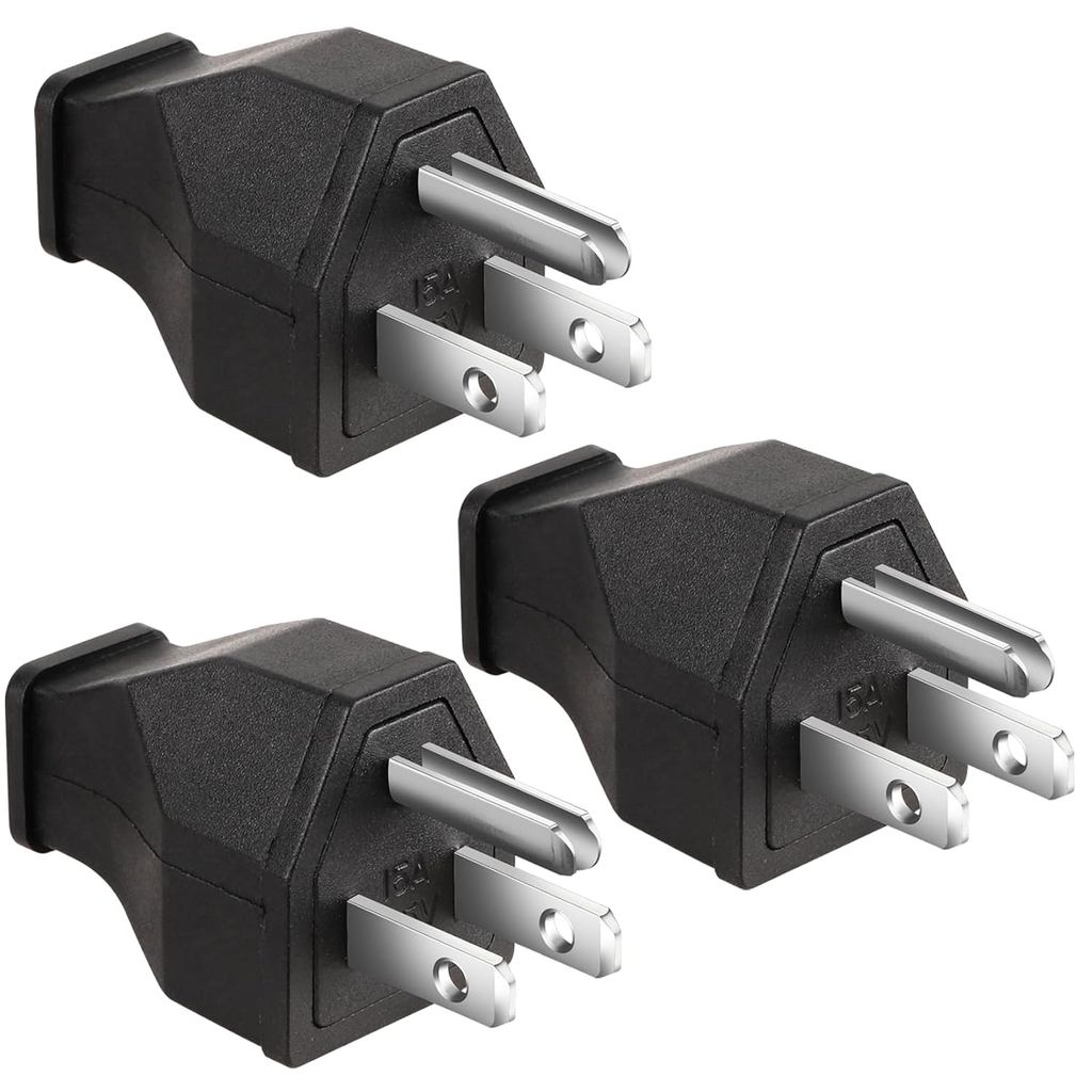 TENINYU 2-Pole, 3 Wire Grounding Plug Male Extension Cord Straight ...