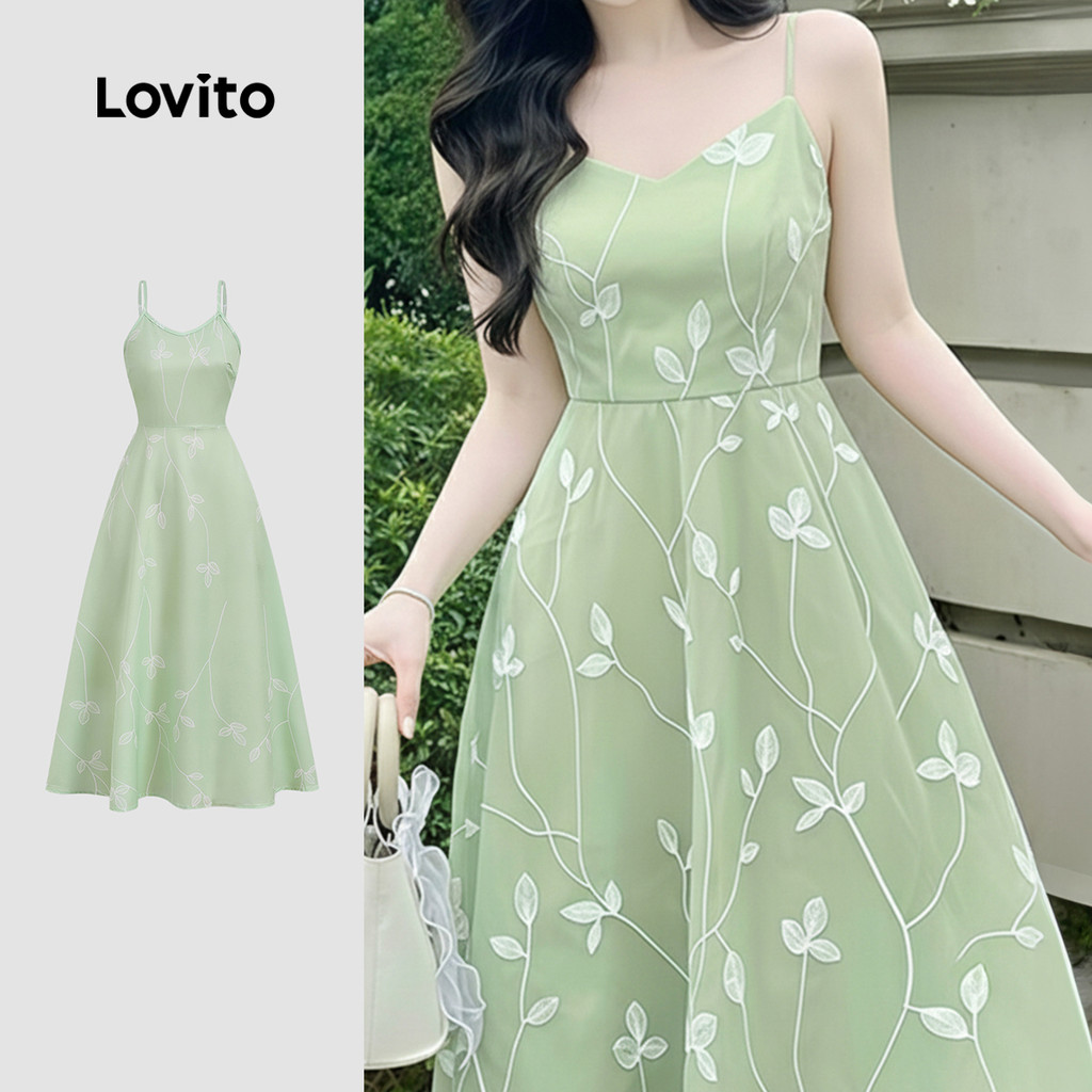 Lovito Women Elegant Dress Zipper Spring/summer Green Dress L172LD1394 ...