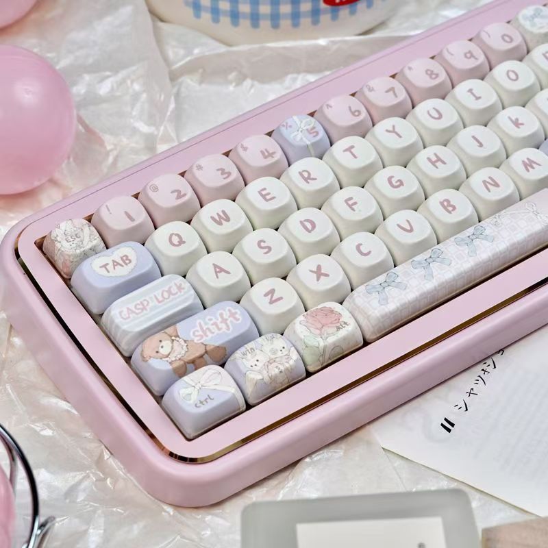 Angel Bear MOA Profle Keycaps 130 Keys Dye Sublimation PBT Keycaps for ...