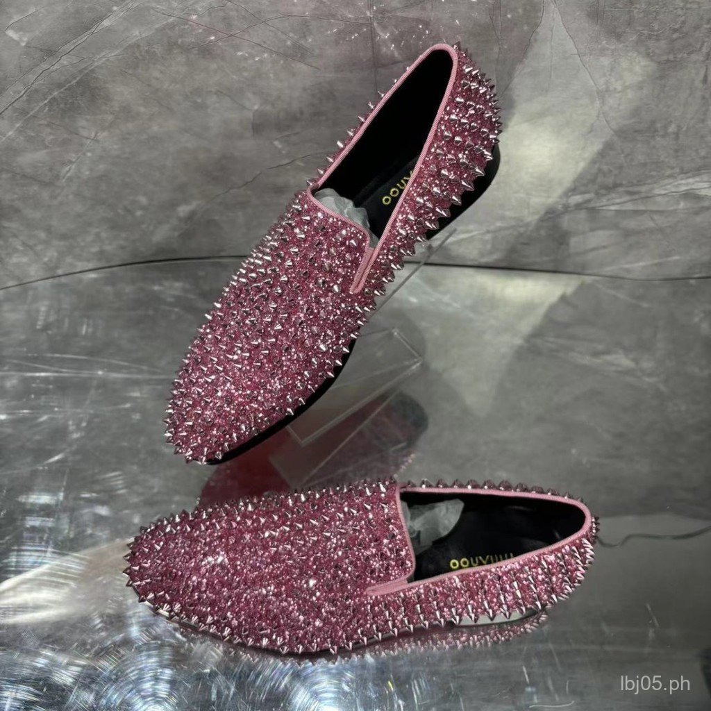 LTTL Rhinestone Rivet Men's Shoes Fashion Genuine Leather Exclusive ...