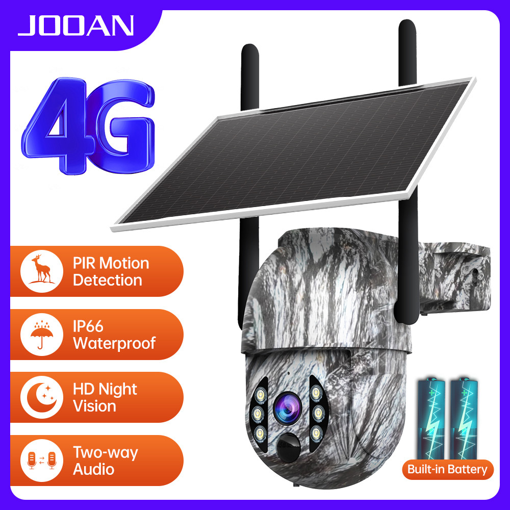 JOOAN 3MP 5MP 4G Solar Security Camera Wireless Outdoor IP Camera PIR ...
