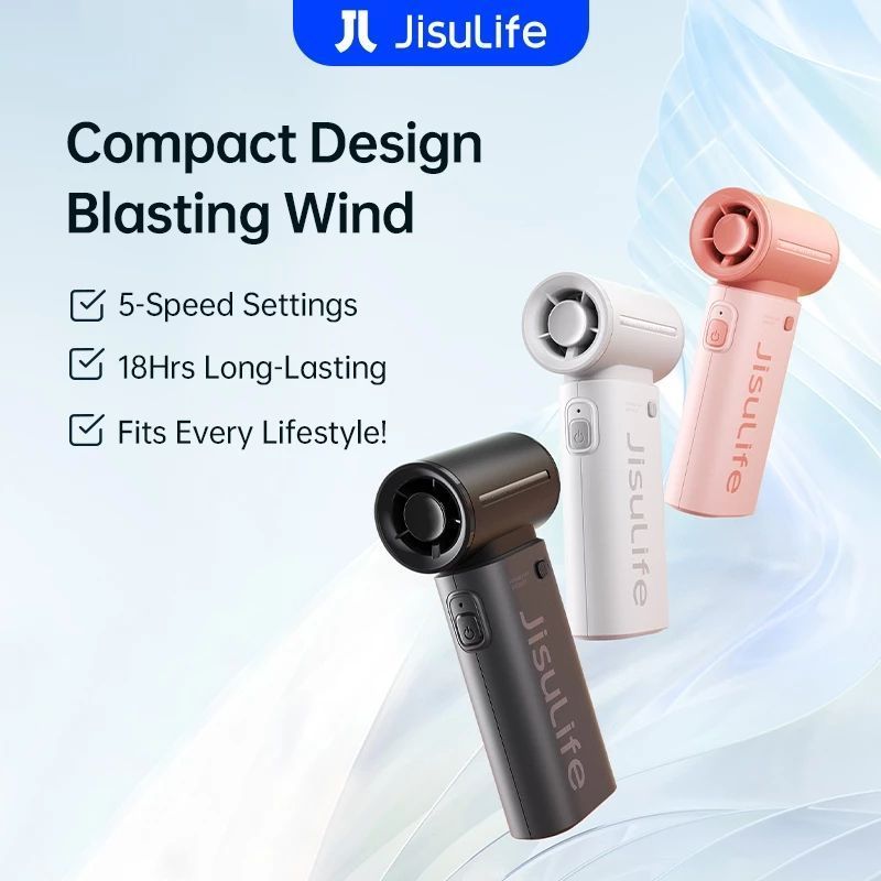 JISULIFE Handheld Fan Life9 Mini Portable Jet Fan Rechargeable USB Fans ...