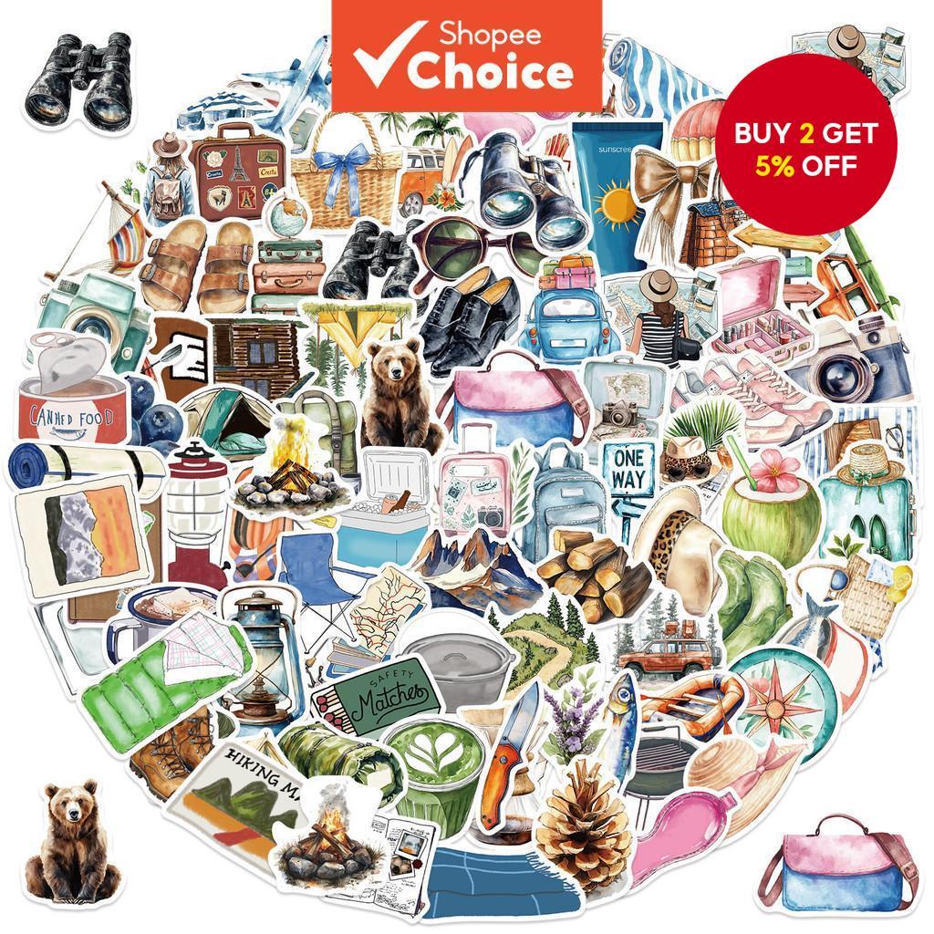 100-Piece Watercolor Aesthetic Cartoon Graffiti Stickers - Waterproof ...