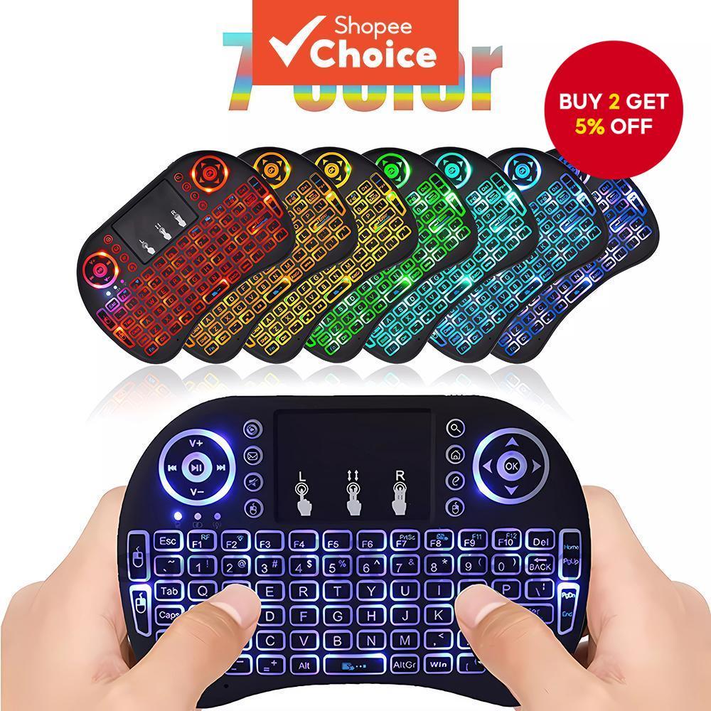 I8 Mini Wireless Keyboard Backlit English 2.4G Air Mouse Remote ...