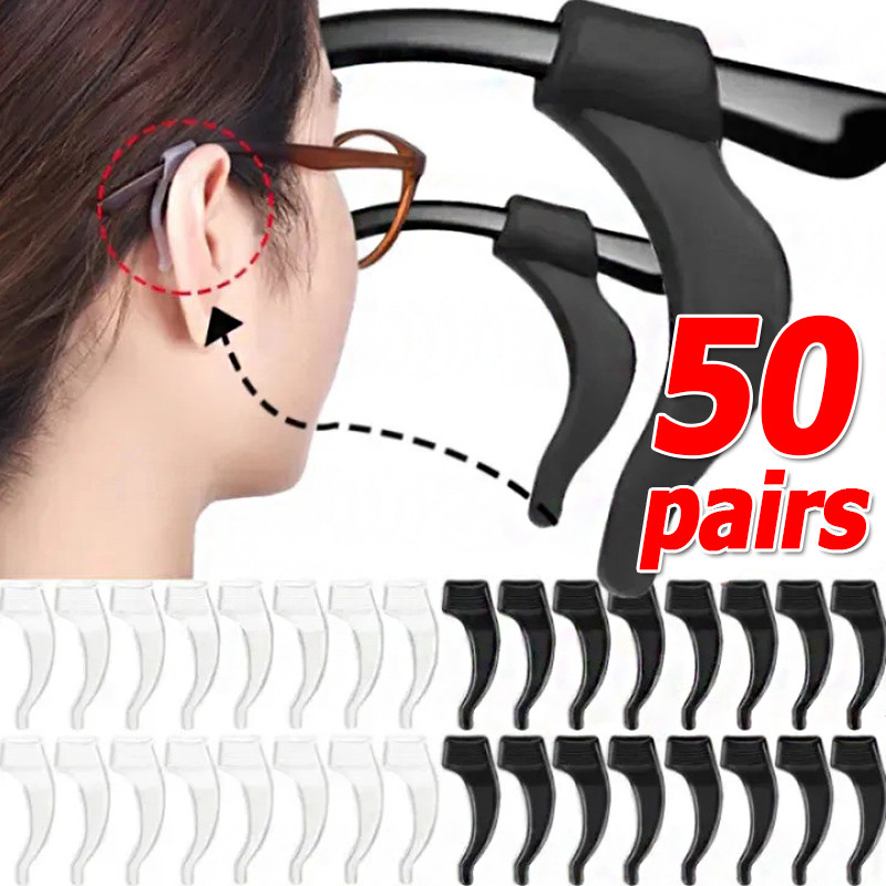 5-50Pairs Anti Slip Eyeglass Ear Grip Hooks / Silicon Glasses Temple ...