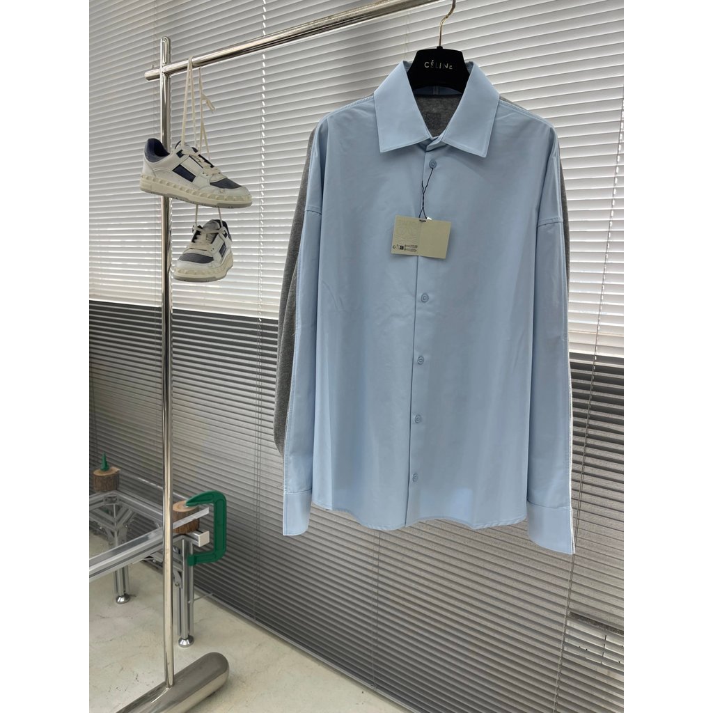 LOEWE [2Color Matching]Luojia Knitted Patchwork Long Sleeve Shirt ...