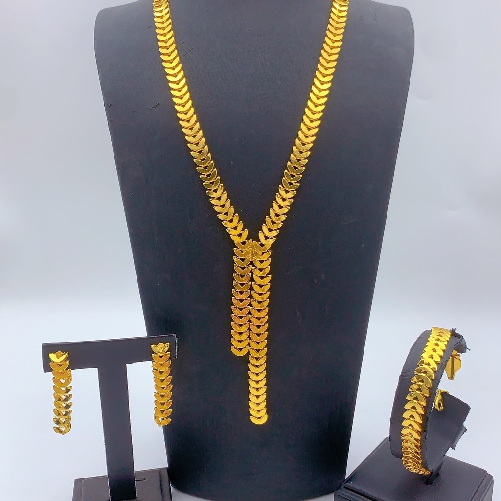 Light Luxury High-End Gold-Plated Wheat Ears Long Necklace Earrings ...