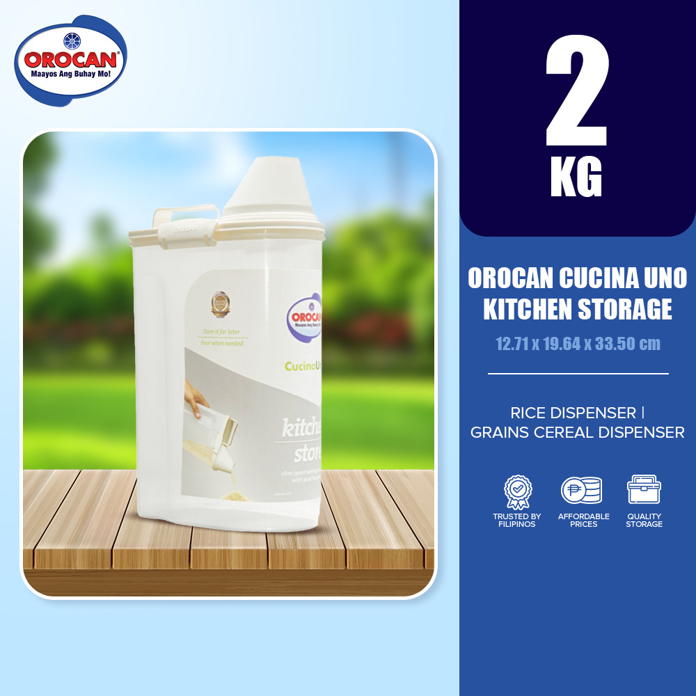 Orocan Cucina Uno Kitchen Storage 2Kg | Rice Dispenser | Grains Cereal ...