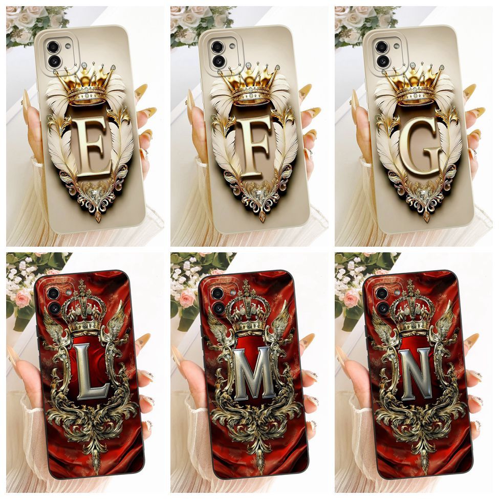 For Samsung A03 4G Case Cover Luxury A-Z Letters 2D Painted Silicone ...