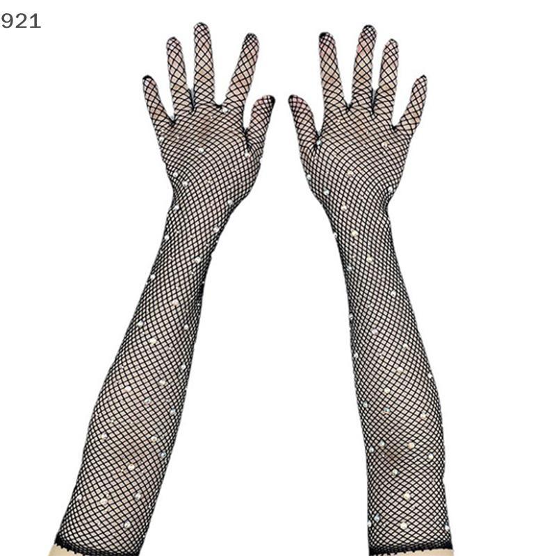 duanmiaomiao333 Black White Red Long Mesh Gloves With Rhinestones ...