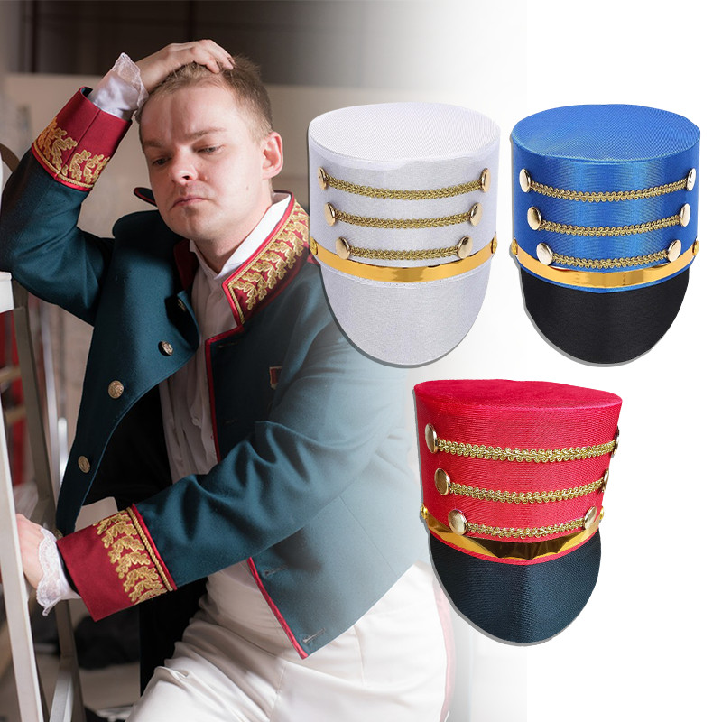 Drum Major Master Hats Gold Trim Strips Soldier Top Cap Hat-nutcrackers ...
