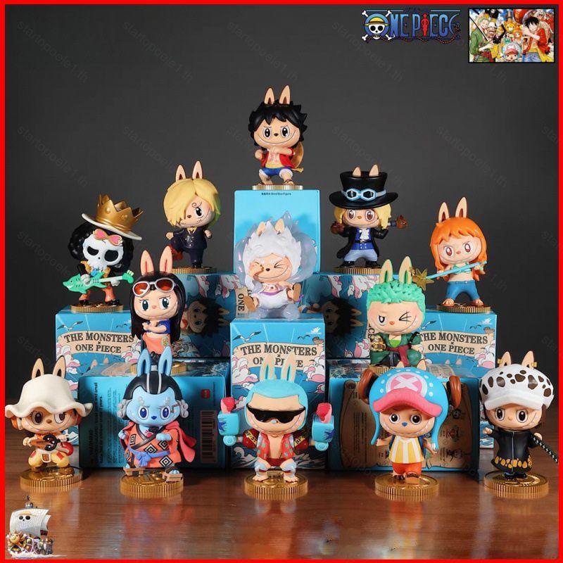 ST1 THE MONSTERS×ONE PIECE Labubu Monkey D. Luffy Series Action Figure ...