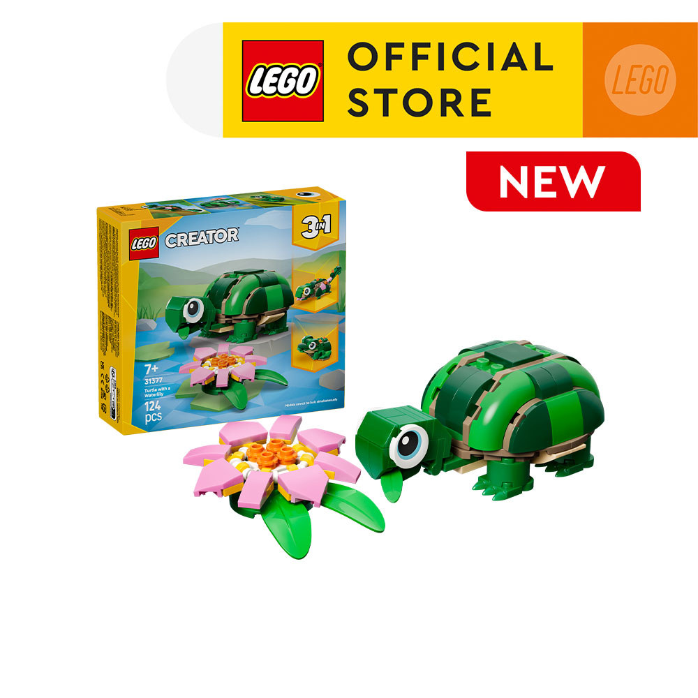 LEGO Creator 3 in 1 31377 Turtle with a Water Lily Flower (124 pieces ...