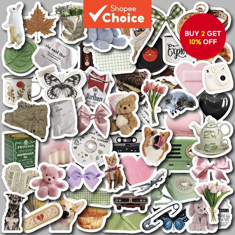 58pcs Ins Small Items Laptop Stickers for Water Bottle Washi Scrapboo ...
