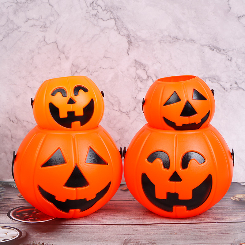[PHD] Halloween Party Props Plastic Pumpkin Bucket Decorate Halloween ...