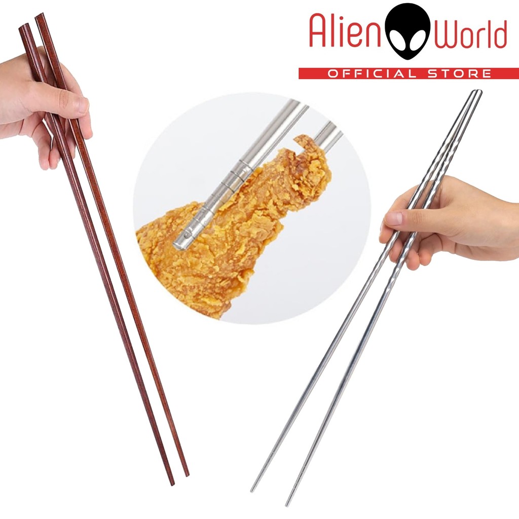 Extra Long Wood Chopstick Stainless Steel Lou Sang Cooking Chopsticks ...