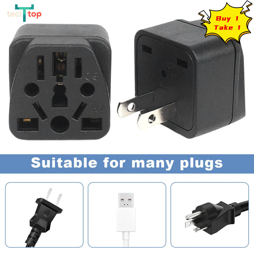 US JP Travel Adapter Portable Multi-function Plug Converter 2 Flat ...