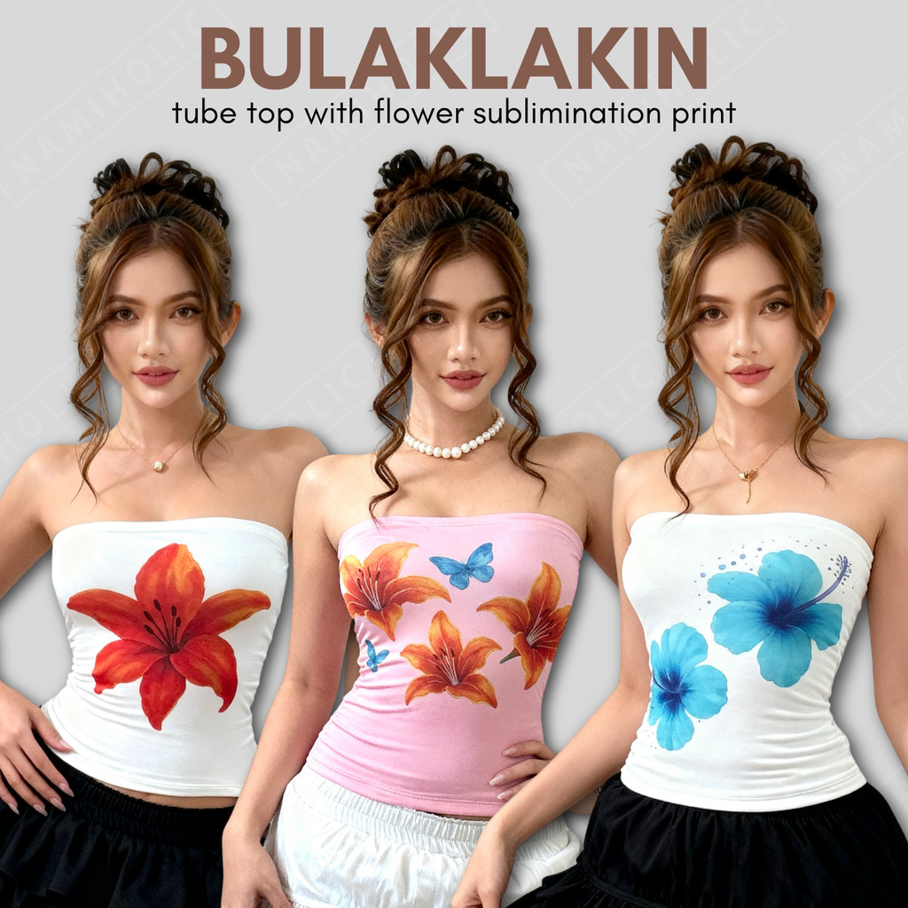 Namiholic Bulaklakin Tube Top with Sublimation Flower Print I Cotton ...