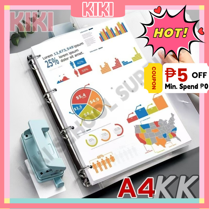 KK A4 4-Hole Binder Large Capacity File Folder Portable Buckle File ...