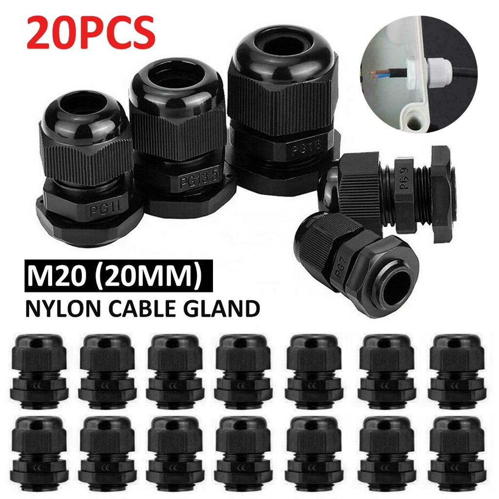 20pcs Cable waterproof connector M20 Nylon Cable Gland 20mm ...